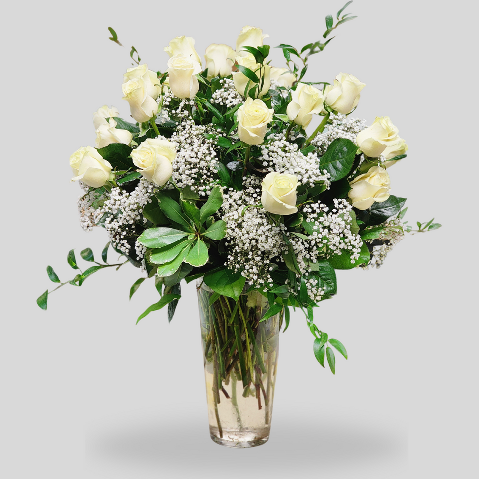 Long Stemmed White Roses