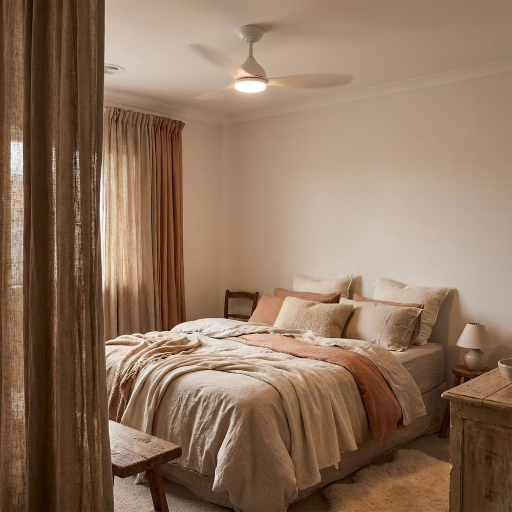 132cm 52-inch White DC Ceiling Fan With Light Remote Control 3 Blade ...