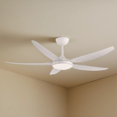 142cm 56-inch White DC Ceiling Fan With Light Remote Control 35W 6 ...