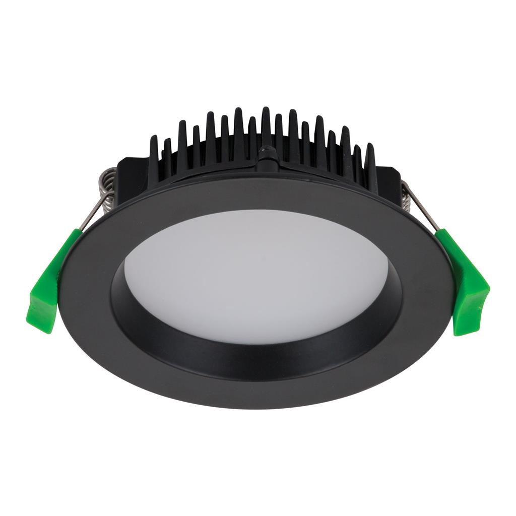 13W LED 900lm Downlight Dimmable IP44 Tri Colour 110mm Black | Lighting ...