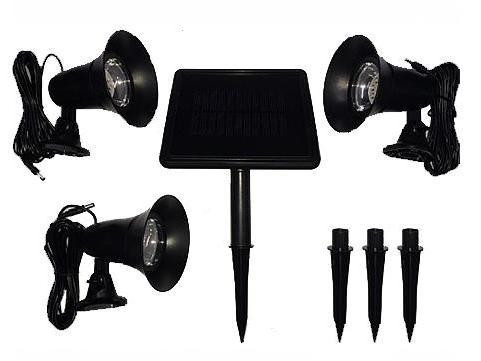 Three Solar Spotlights on Spikes Kit Includes Solar Panel | Lighting Style