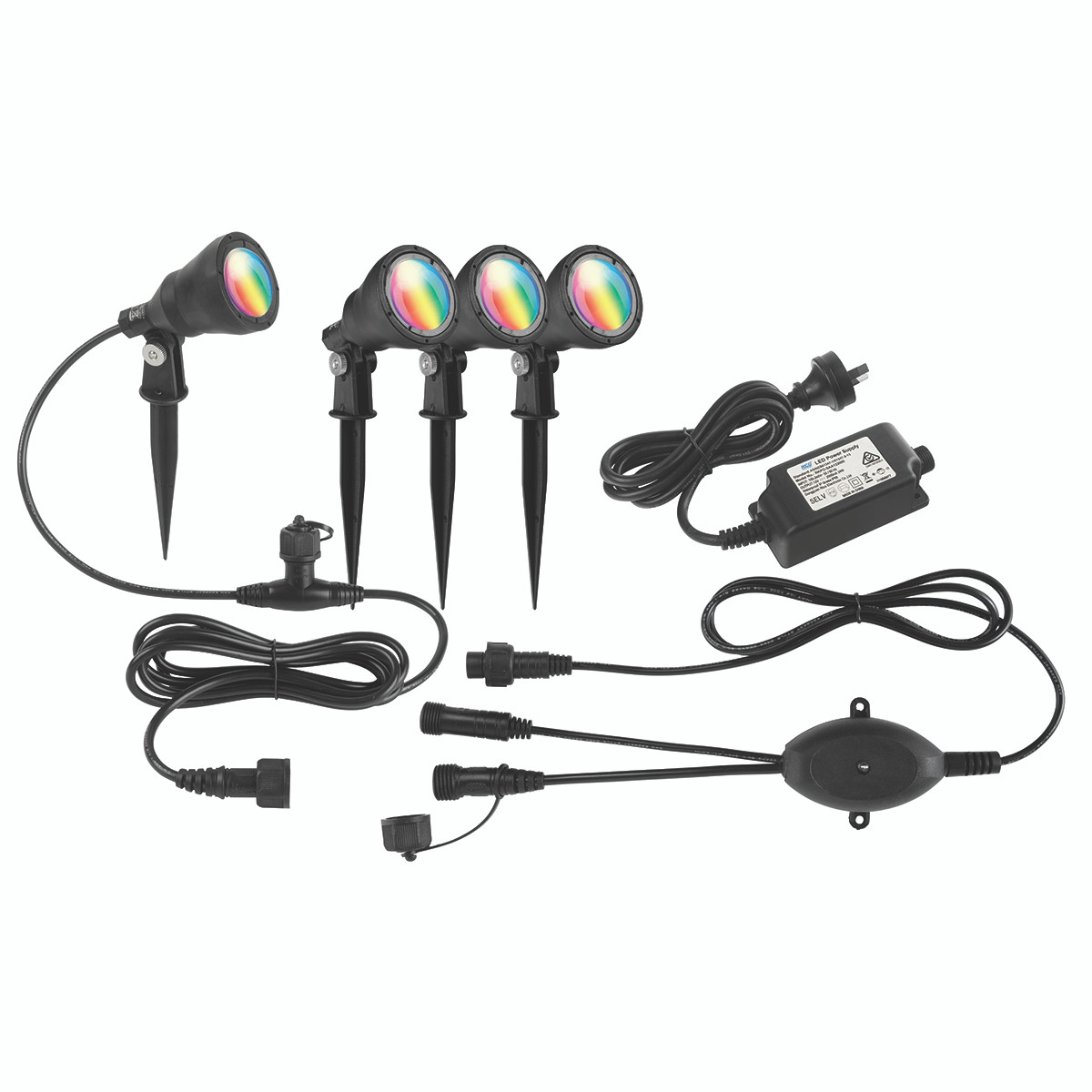 RGB Garden Spike Light Kit Smart 4 x 12V Corrosion Resistant 3W IP68 ...