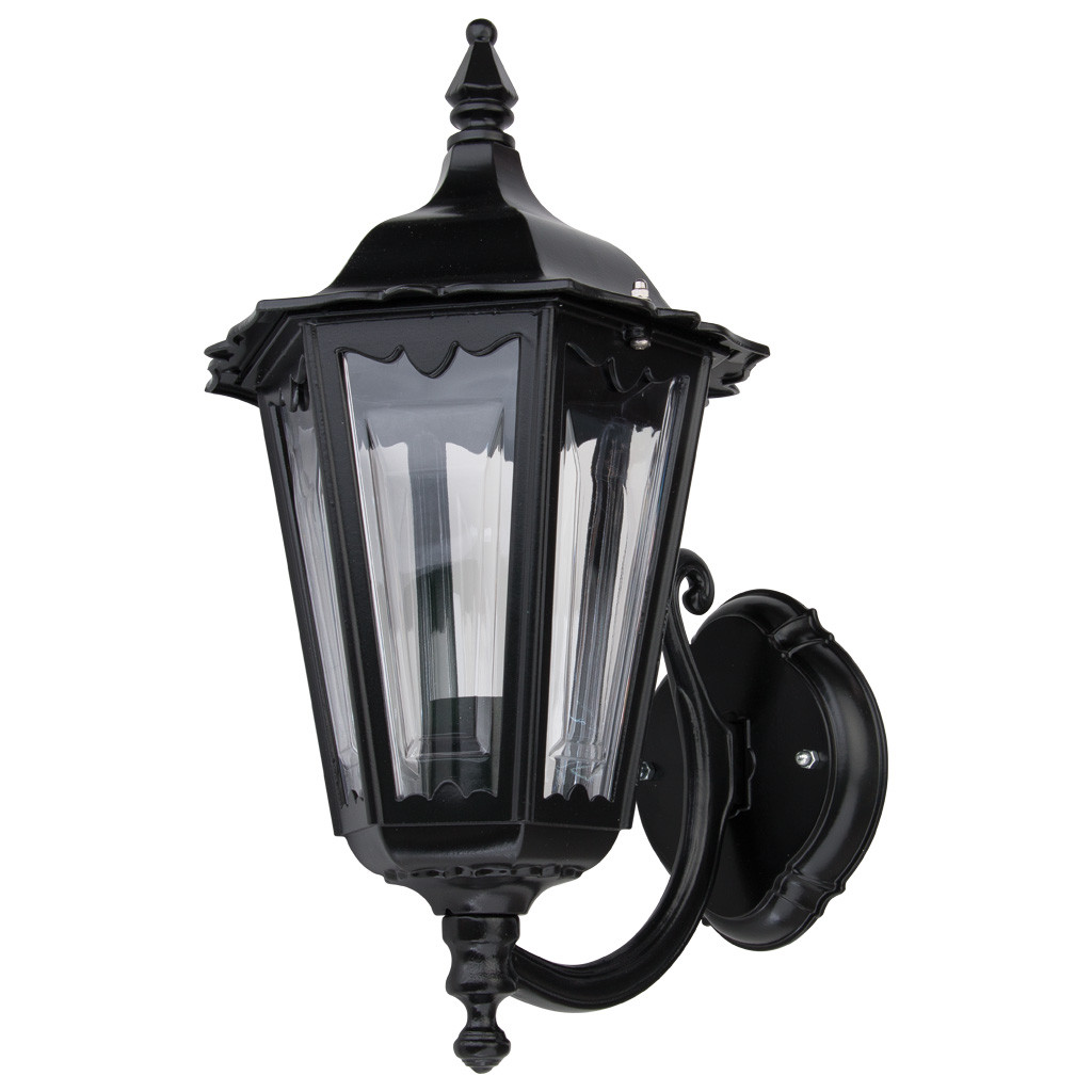 Outdoor Period Wall Light 240V B22 IP43 422mm Black Up Facing Made in ...