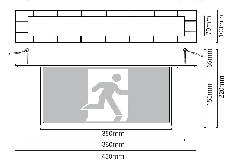 2W Emergency Exit Light Industrial Strength LED 24m Recessed 2 Hours ...