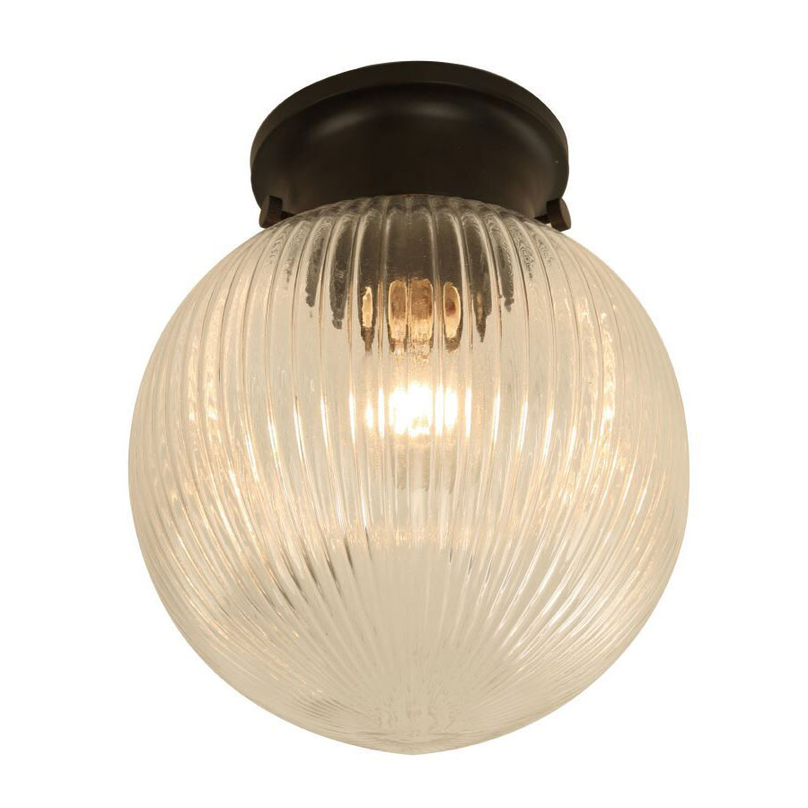 Clear Batten Fix 40W B22 200mm Spherical Ribbed Black | Lighting Style