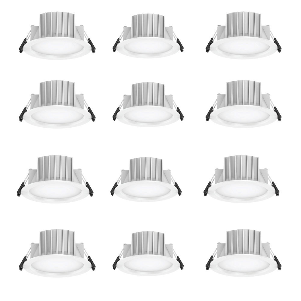 LED Downlights 12 Pack Dimmable 800lm 8W IP20 Tri Color 106mm ...