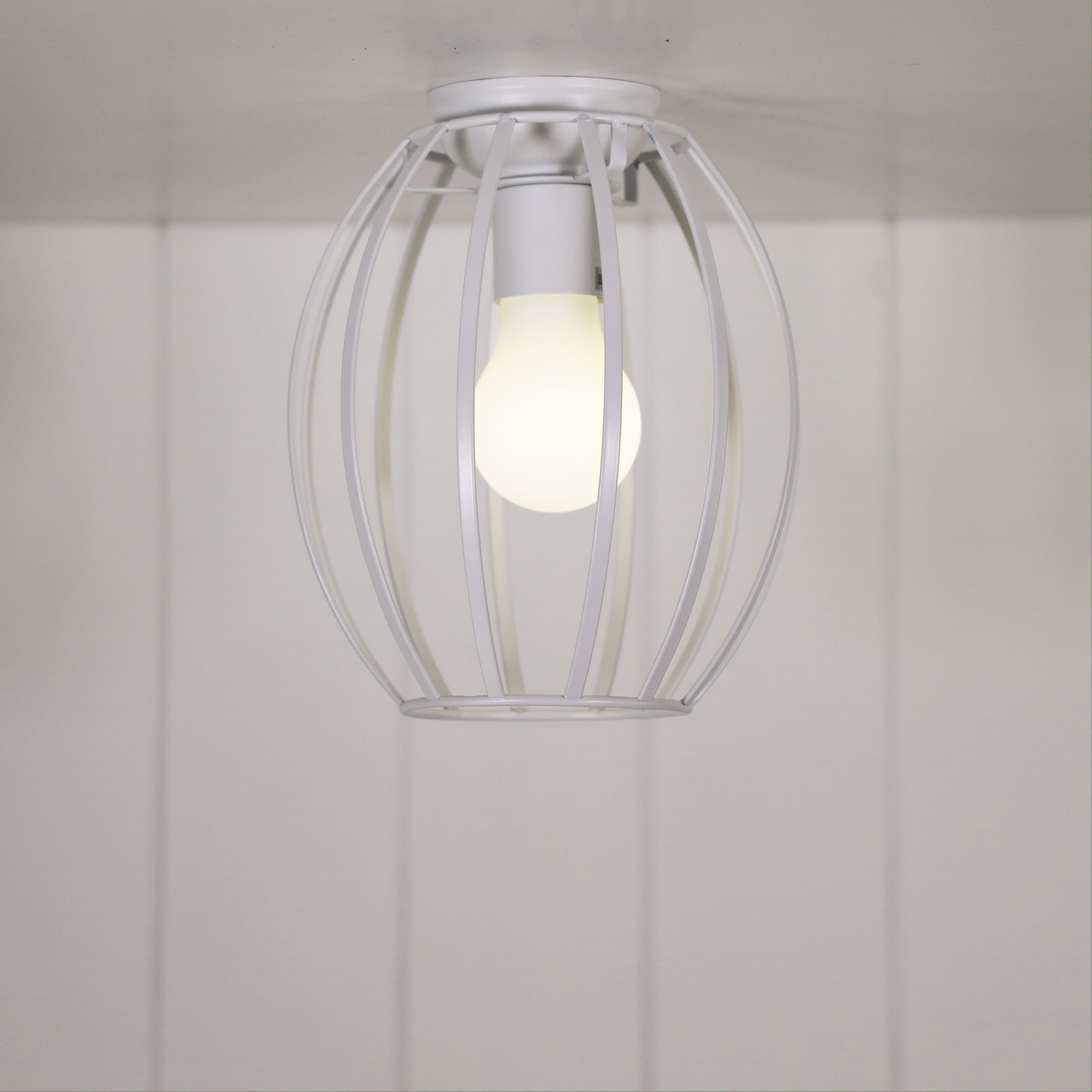 Industrial Design Batten Fix Light With Metal Cage In White Finish B22 ...