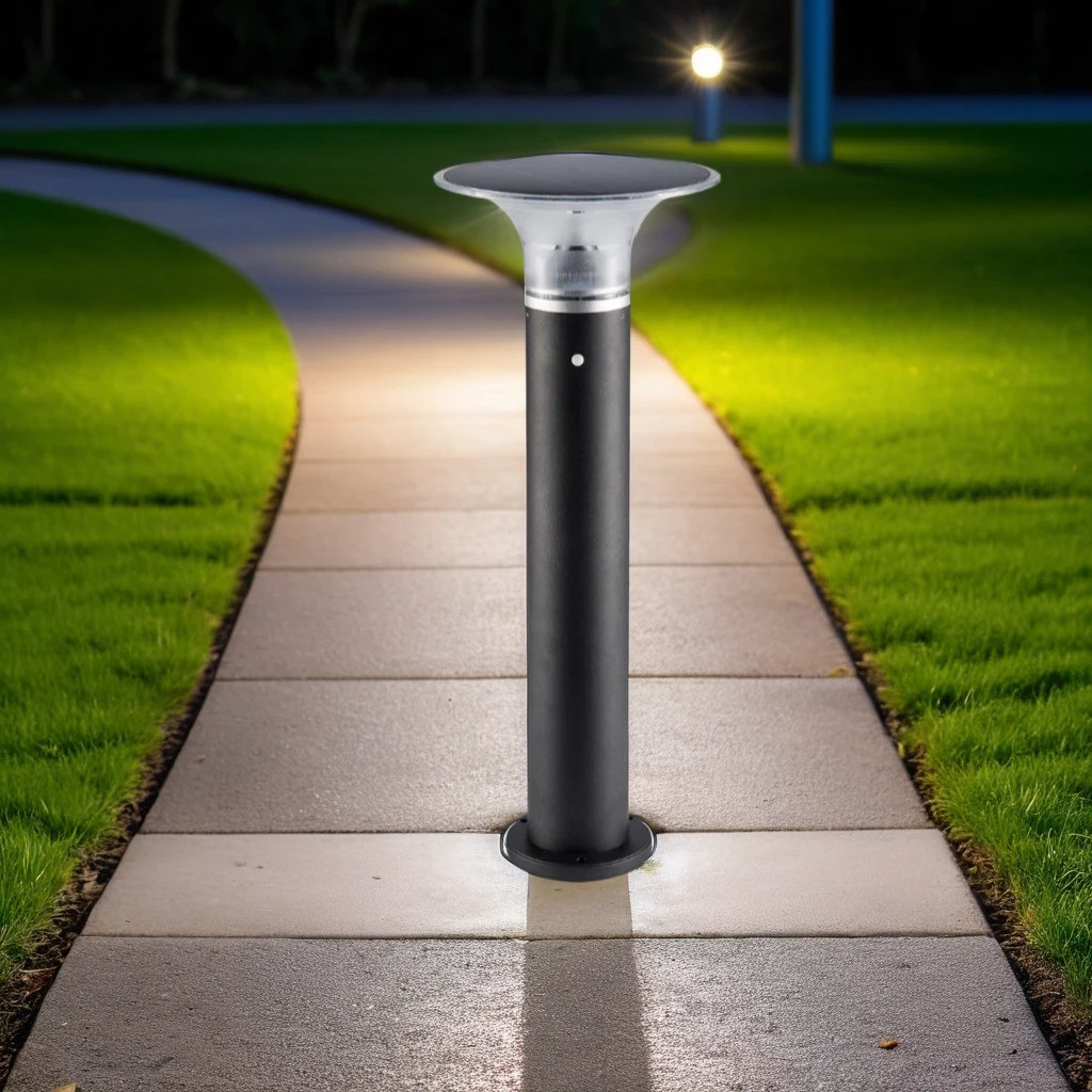 Solar Bollard Light In Black 250lm 3000K/6500K 3.7W IP44 Surface or ...