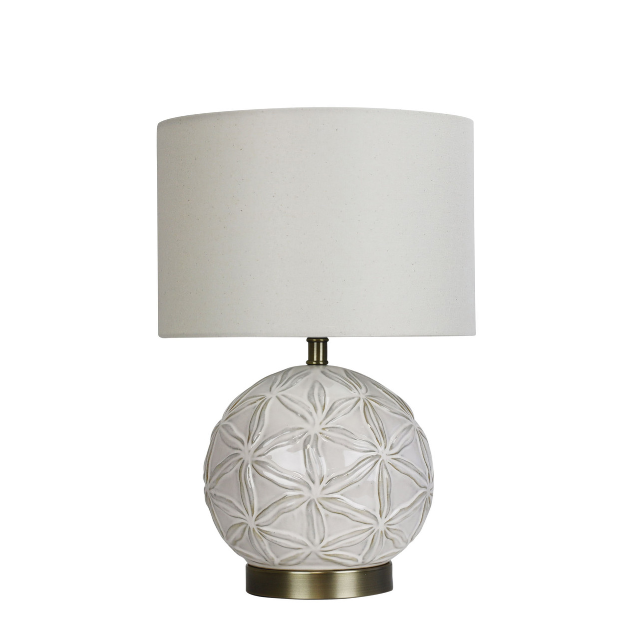 White Floral Ceramic Table Lamp With Fabric Shade E27 42W | Lighting Style