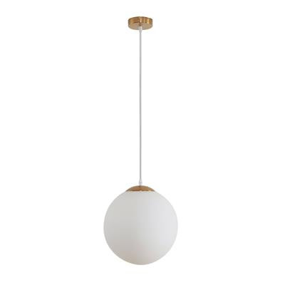 300mm Sphere Opal Glass Shade Pendant Light With Satin Brass Metalware ...