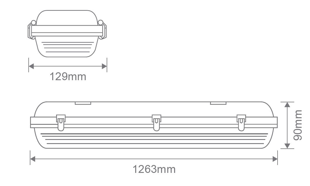 Emergency Batten Light 1.3m Polycarb Guard Dimmable Sensor Industrial ...