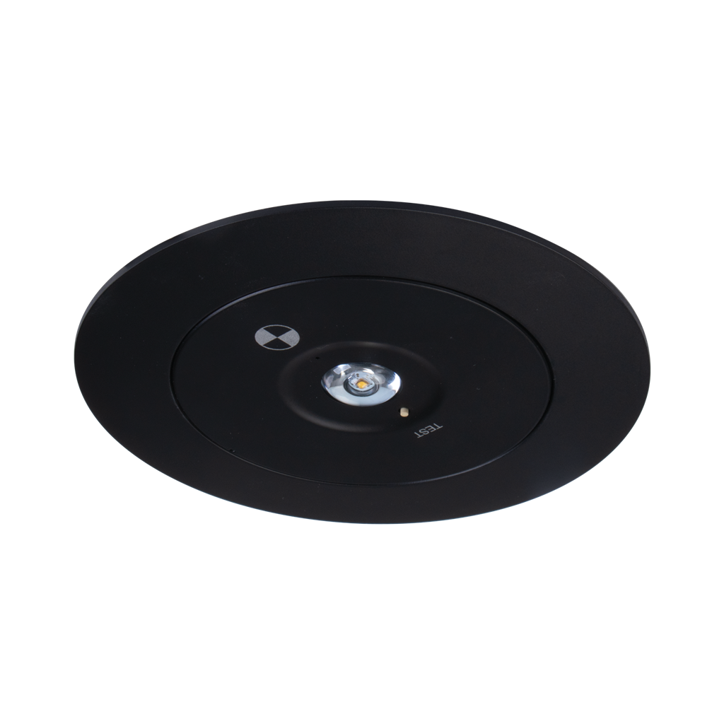Emergency Light Black Round 3.5W Recessed Non-Maintained Commercial ...