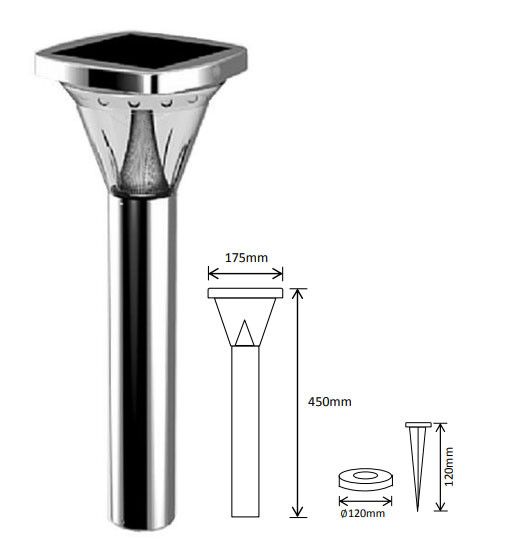 Solar Bollard Light Motion Sensor 45cm Super Bright Stainless Steel 4 ...