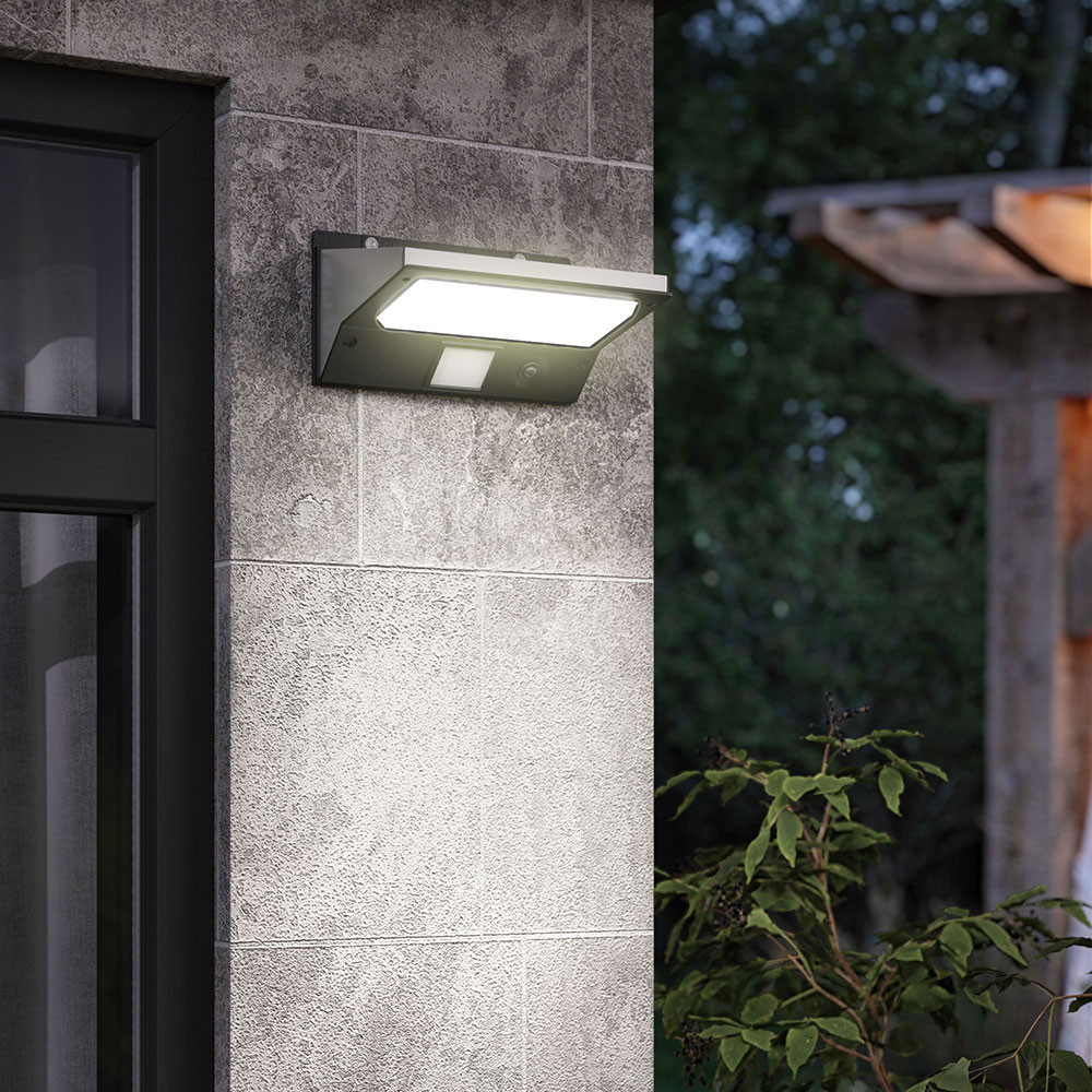 Solar Wall Light With Infrared Sensor Black Stainless Steel | Lighting ...