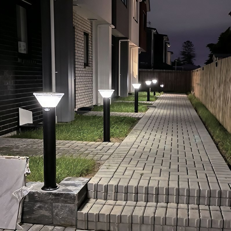 Solar Bollard Light Black Aluminium 360lm Dual-CCT IP65 IK10 Commercial ...