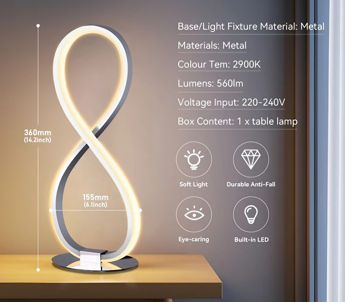 LED Table Lamp Chrome Infinity 560lm 2900K IP20 | Lighting Style