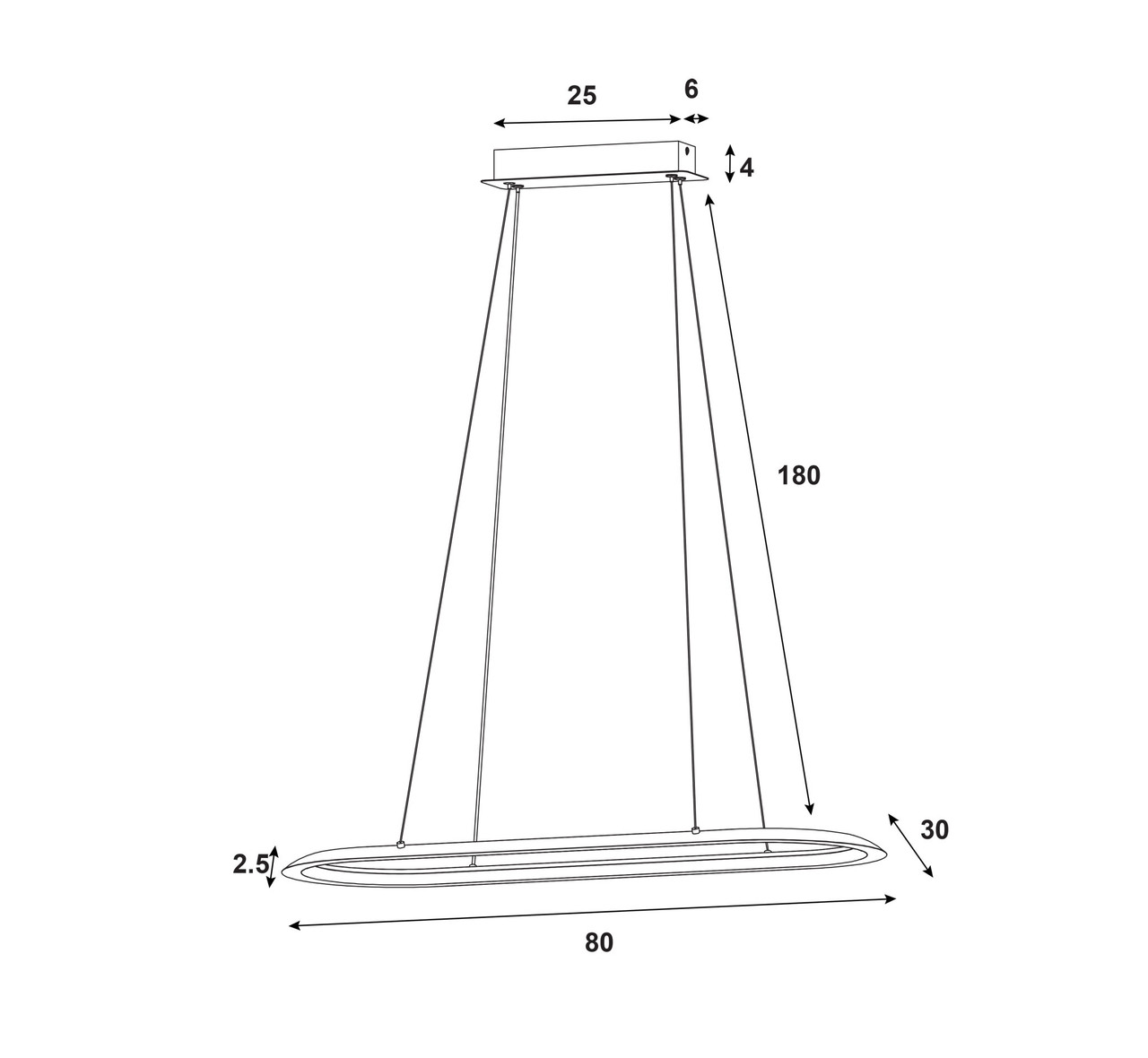 Modern LED Pendant Light Black Aluminium 80cm Tri-CCT 38W 2750lm ...