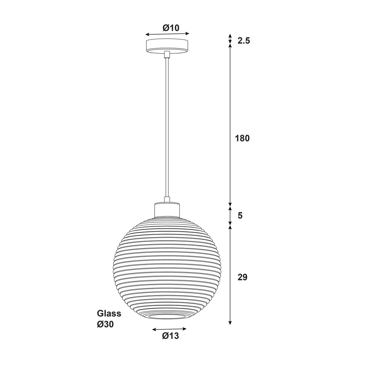 Round Pendant Light Timber Ribbed Opal Glass 30cm E27 60W | Lighting Style