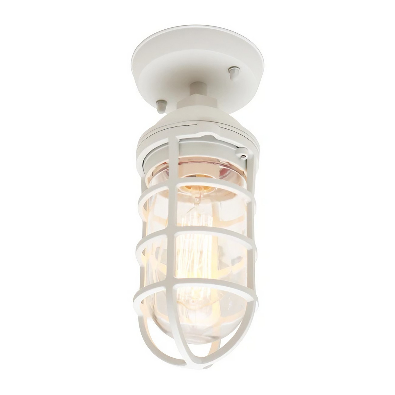 Ceiling Light White Metal Guard IP44 E27 60W | Lighting Style