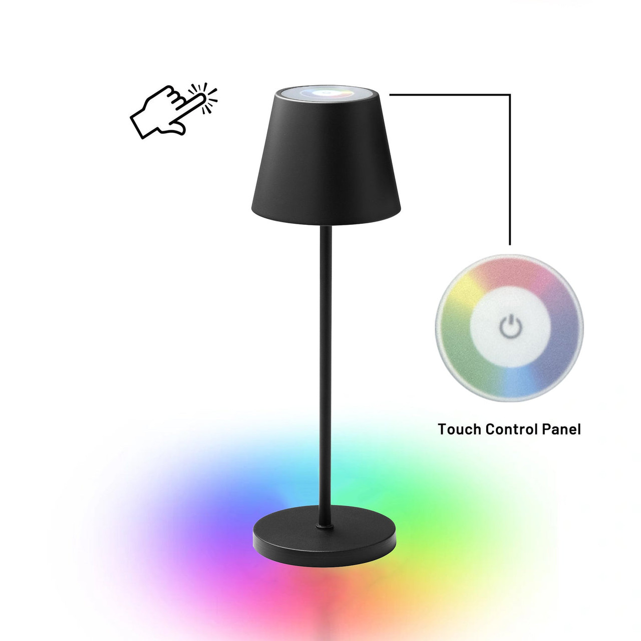Touch Table Lamp Black RGB 3000K 200lm 35cm | Lighting Style