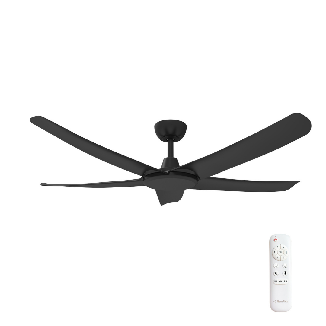 142cm 56-inch Black DC Ceiling Fan Remote Control Convertible 3-4-5 ...