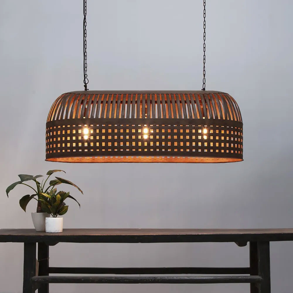 Pendant Light Rust Iron 3 Light 118cm E27 | Lighting Style