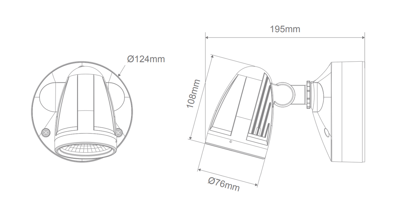 LED Spotlight Black 16W Tri-CCT 1800lm 240V IP65 No Sensor | Lighting Style