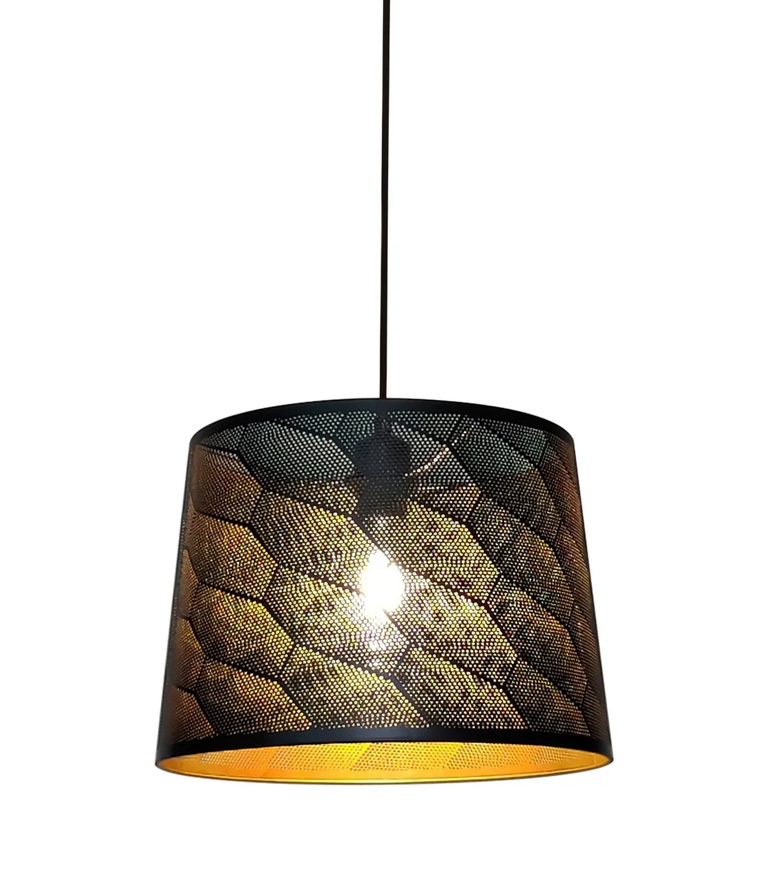 Pendant Light Black Iron Honeycomb Pattern 35cm E27 60W | Lighting Style