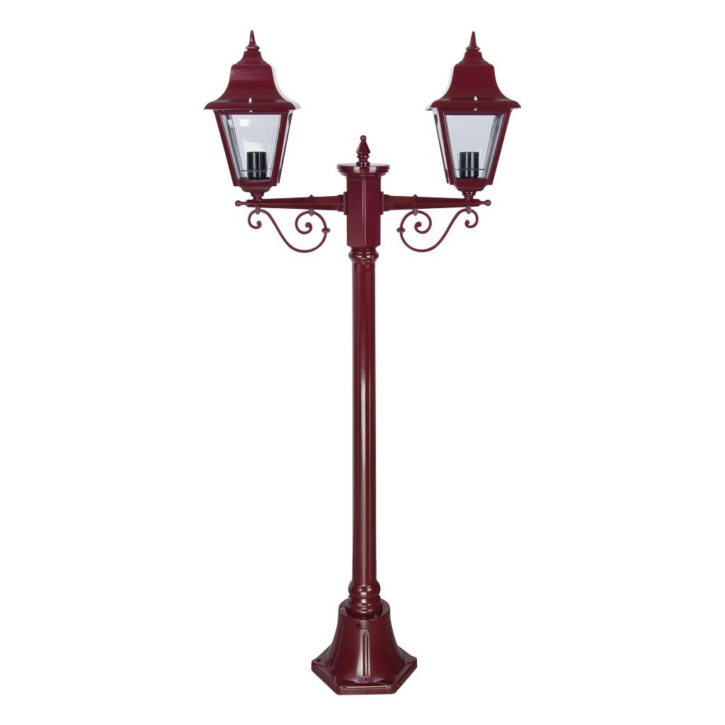 Victorian Twin Head Short Post Light - Burgundy Finish B22 Made In ...