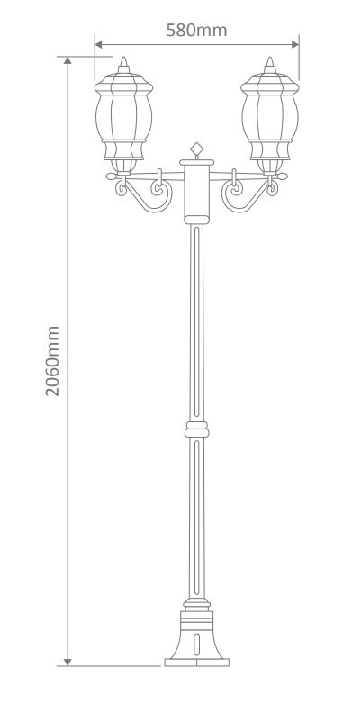 Period Twin Head Medium Post Light - Burgundy B22 Made In Italy ...