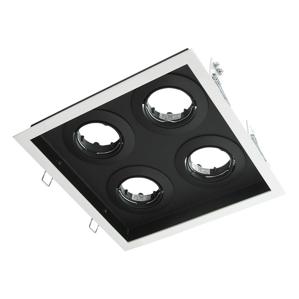 Square Slimline Four Light Downlight Frame White Frame | Lighting Style