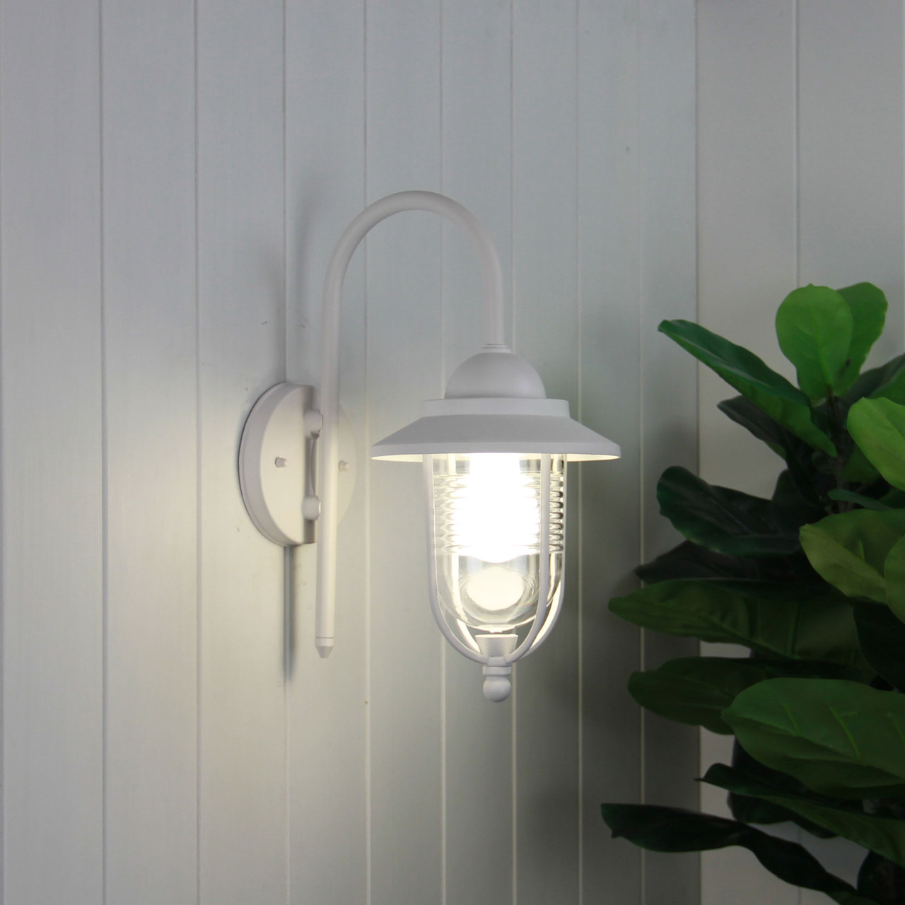 Modern White Coach Light With Clear Diffuser | Lighting Style