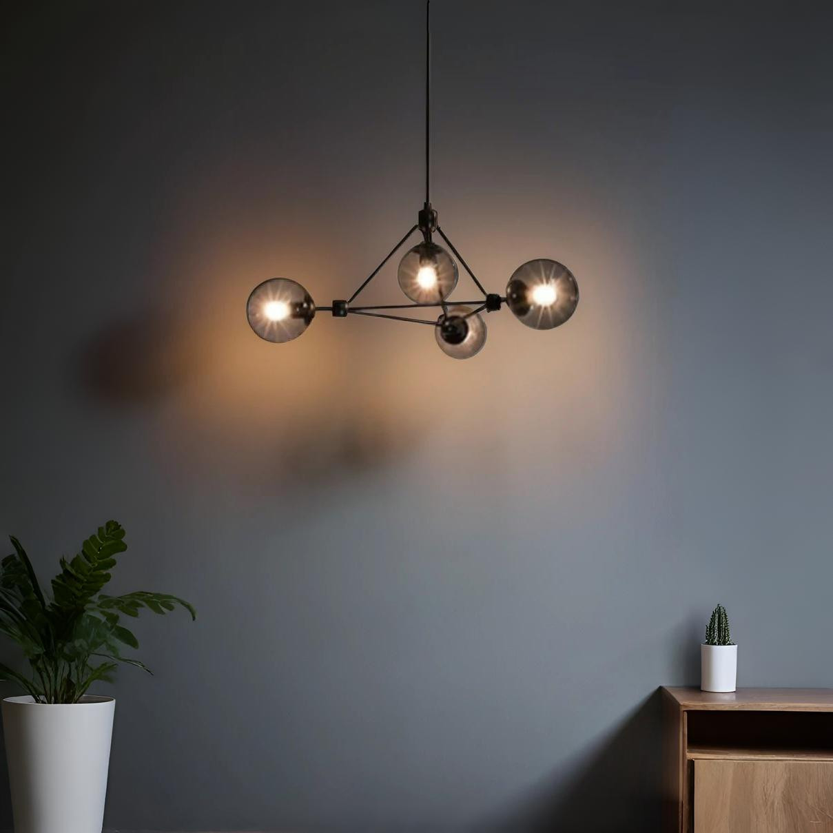 Contemporary 4 Light Pendant Smoke / Matt Black | Lighting Style