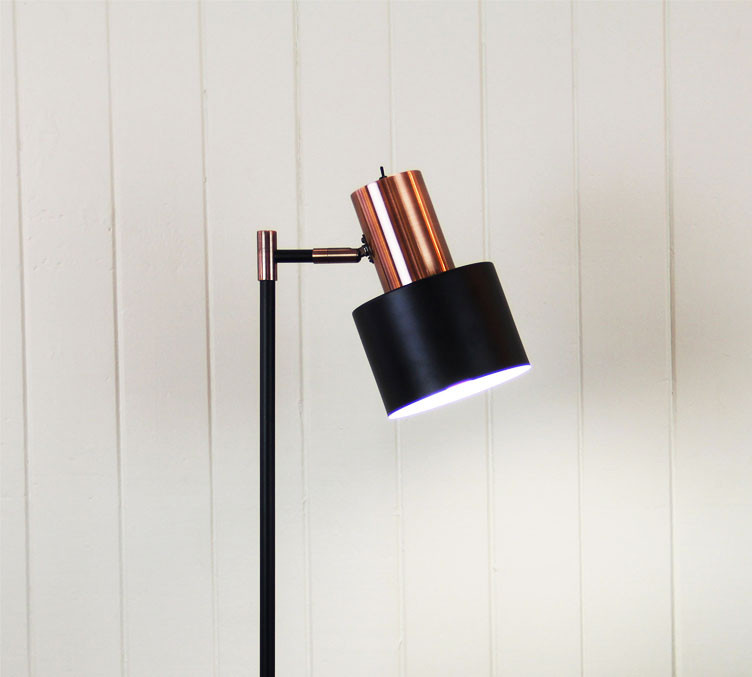 Graceful Black Standing Lamp with Copper Head | Lighting Style