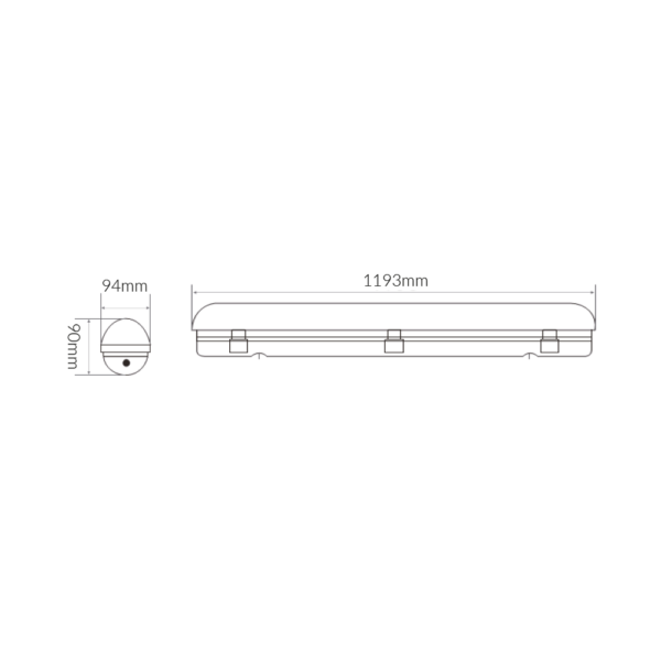 Emergency Batten Light 1.2m IK10 IP65 3CCT Sensor 4650 Lumens ...