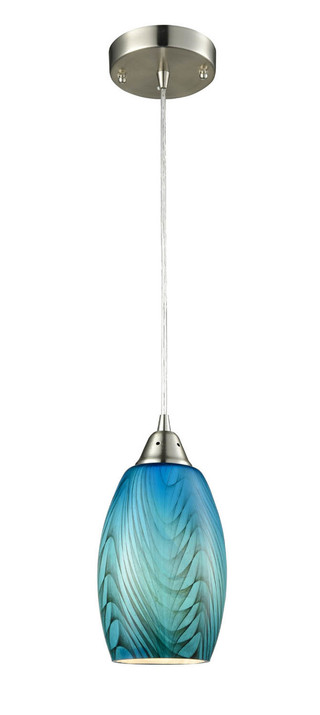 Modern Pendant, Blue Handcrafted Glass, Variable Cord | Lighting Style