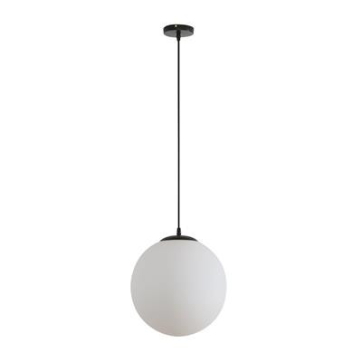 300mm Sphere Opal Glass Shade Pendant Light With Black Metalware E27 ...