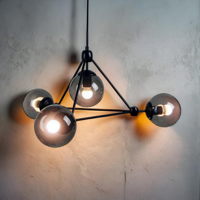 Contemporary 4 Light Pendant Smoke / Matt Black | Lighting Style