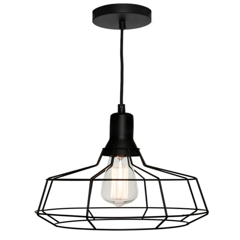 Pendant Light Contemporary Industrial Cage 60W Black | Lighting Style