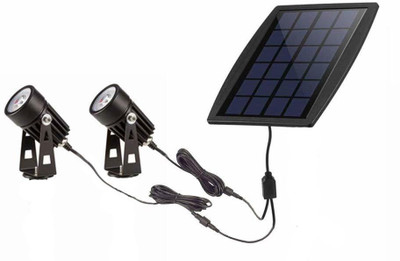 Solar Garden or Wall Spotlight Kit 2 Lights with Built In Solar Panel ...
