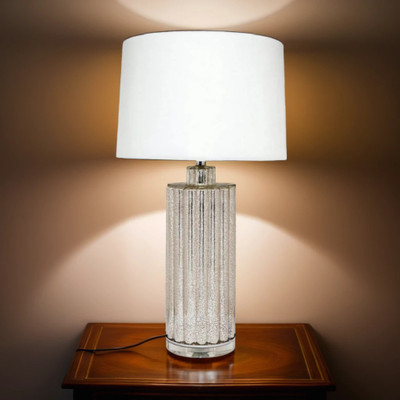 White and Crystal Table Lamp B22 40W 760mm | Lighting Style