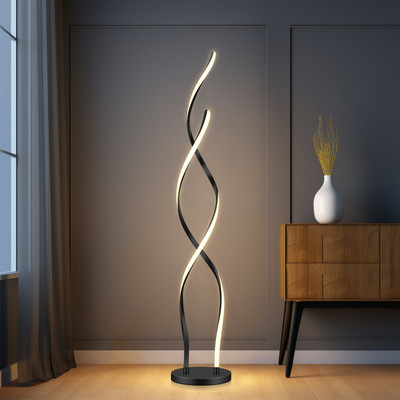LED Floor Lamp Black Swirl Design 124cm 3000K 760lm 20W IP20 | Lighting ...