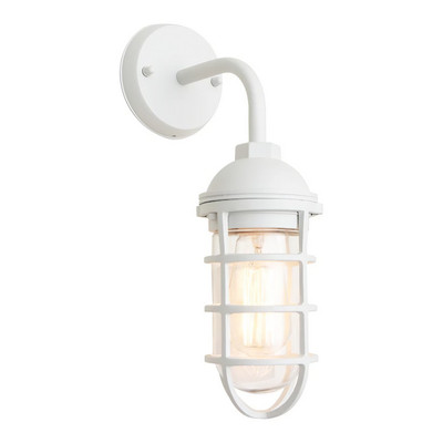 Wall Light White Metal Guard IP44 E27 60W | Lighting Style
