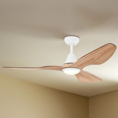 132cm 52-inch White-Oak DC Ceiling Fan Light Remote Control 3 Blade 31W ...