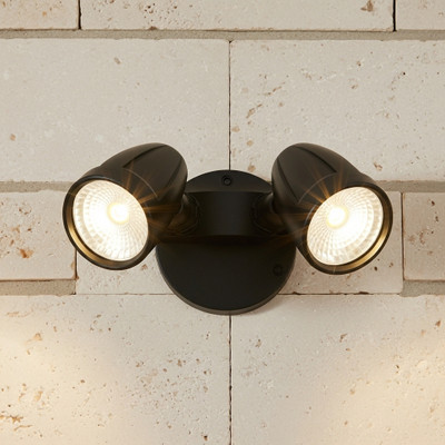 LED Spotlight Black 2 Head 32W Tri-CCT 3600lm 240V IP65 No Sensor ...