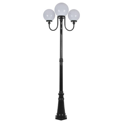 Light Post - Sophisticated Triple 25cm Spheres Curved Arms 2.3m Black ...