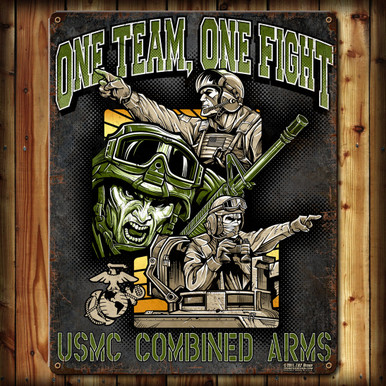 Vintage Wall Sign - USMC One Team, One Fight - CampXSurplus