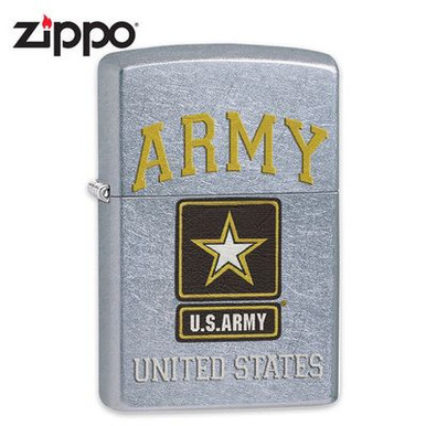 Zippo US Army Street Chrome Lighter - CampXSurplus