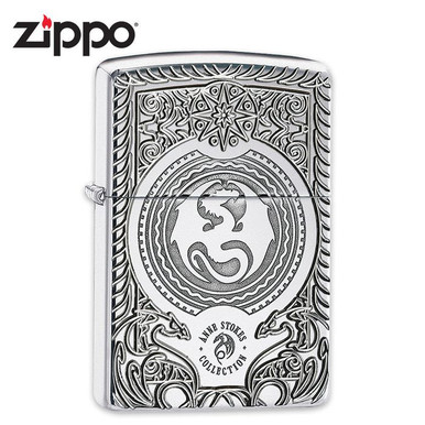 Zippo Etched Dragon Armor Polish Chrome - CampXSurplus