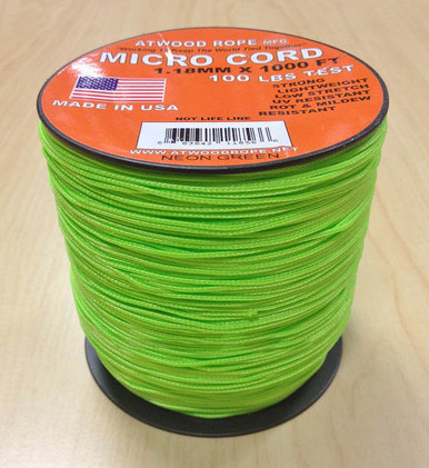 Micro Cord 100 lb, 1000 Ft. Spool - Neon Green - CampXSurplus